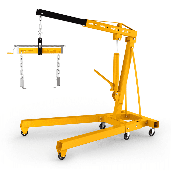 Cherry Picker Shop Crane with Lever and 6 Wheels, 2 in 1 Engine Hoist ...
