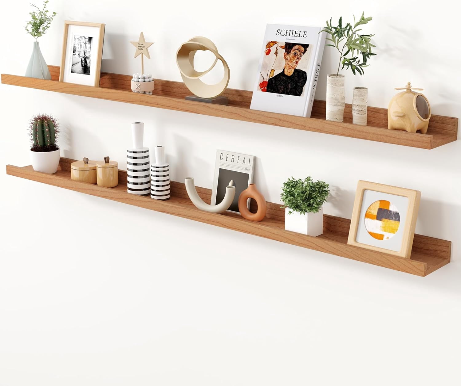 Cherry Picture Ledge Shelf 72 Inch Floating Shelves Set of 2 Solid Wood ...