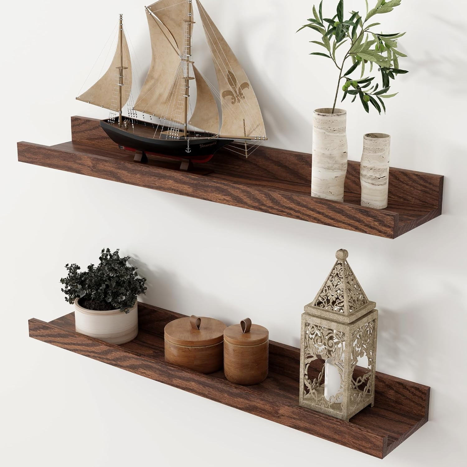 Cherry Picture Ledge Shelf 72 Inch Floating Shelves Set of 2 Solid Wood ...