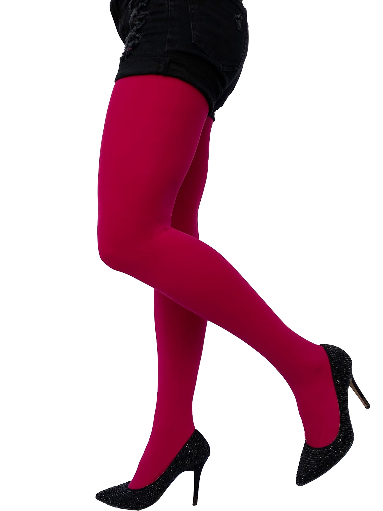 Cherry Pink Opaque Full Footed Tights 80D, Pantyhose for Women ...