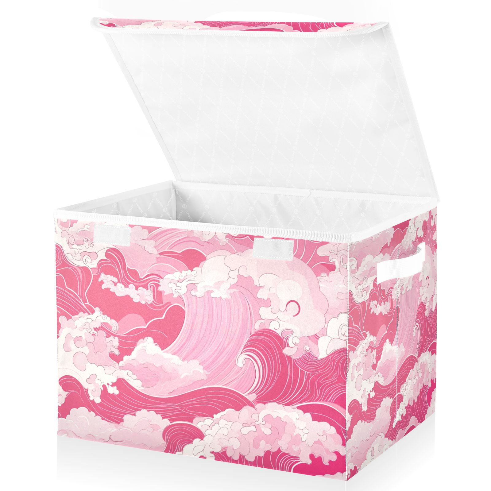 Cherry Pink Waves Storage Basket for Shelves Foldable Container ...