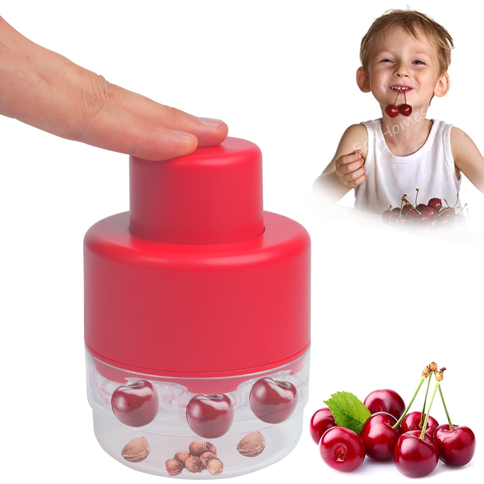 EddHomes Cherry Pitter, 7-in-1 Pit Remover, Stainless Steel, Red ...