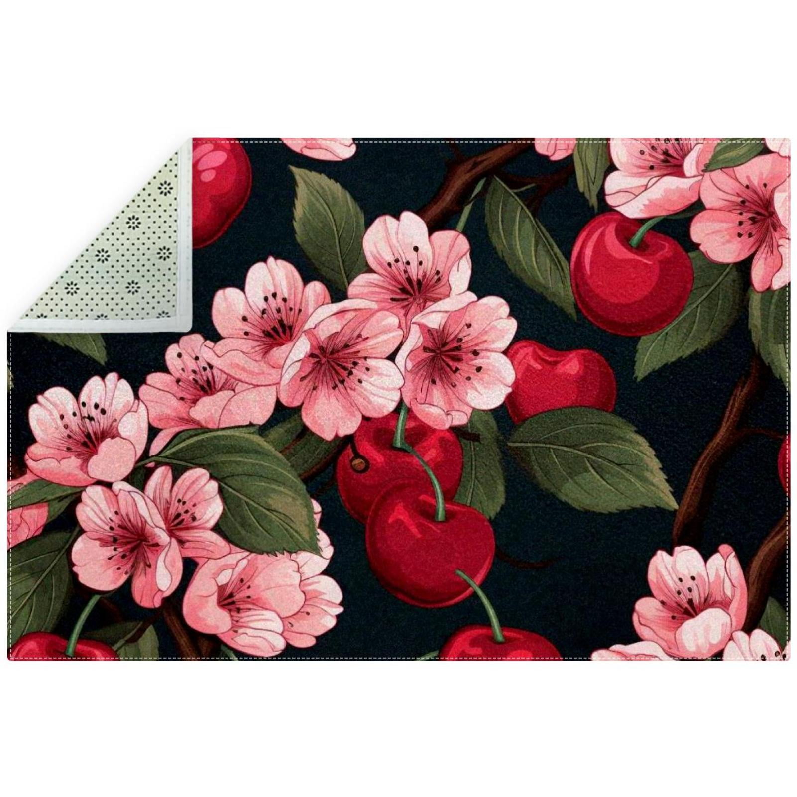 Cherry Polyester Welcome Mat - Indoor/Outdoor Door Mat with Right-Angle ...