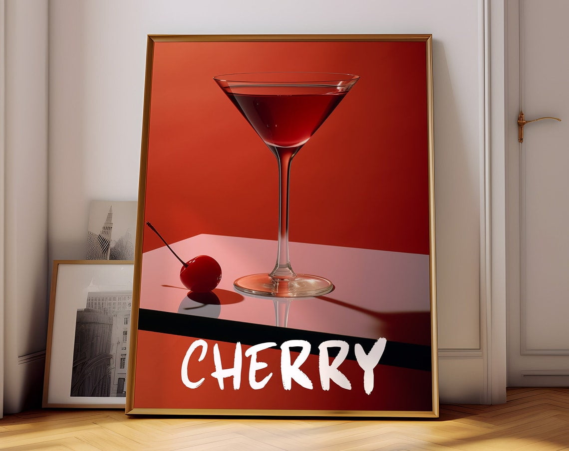 Cherry Poster - Retro Print - Funky Dorm Decor - Cherry Wall Art ...