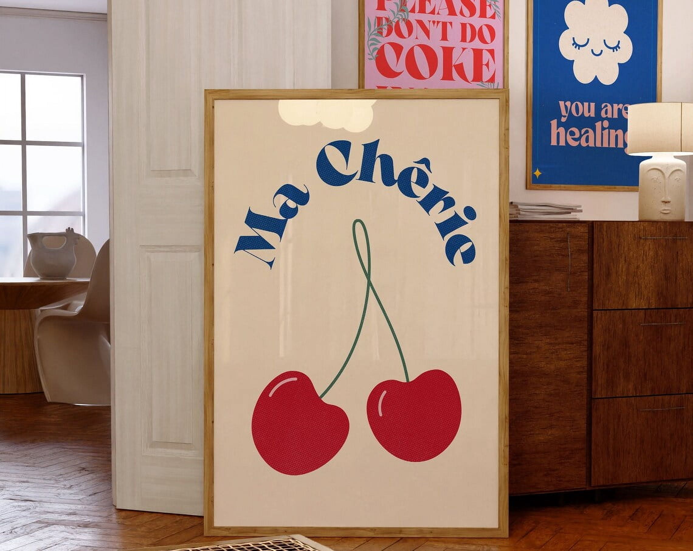 Cherry Poster, Retro Wall Art, 70S Psychedelic Print, Funky Wall Decor ...