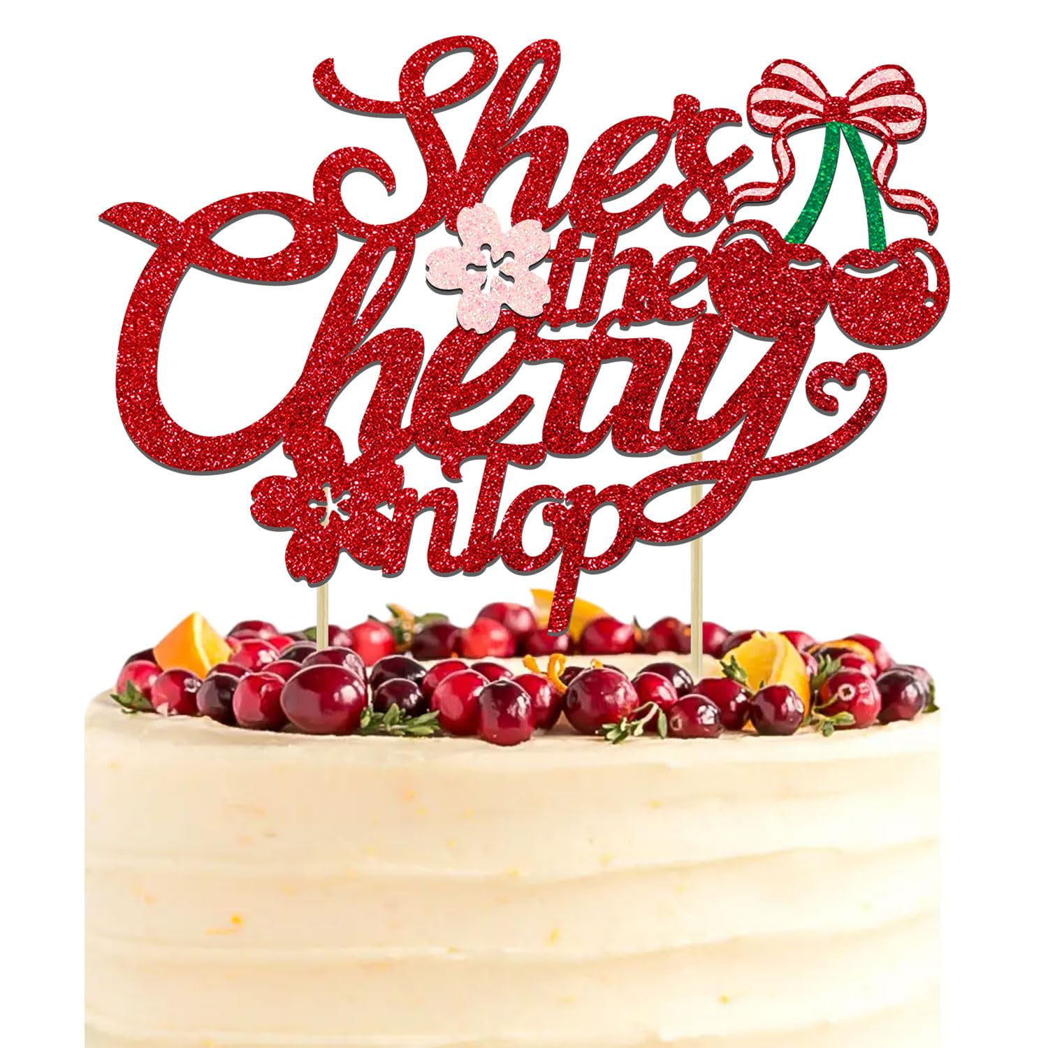 She's the Cherry PresNok On Top Cake Topper, Glitter Sweet Cherry Cake ...