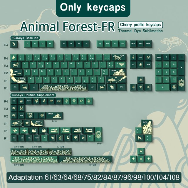 Cherry Profile Keycaps PBT Material Dye-Sub Big Set Key Caps ISO/ANSI ...