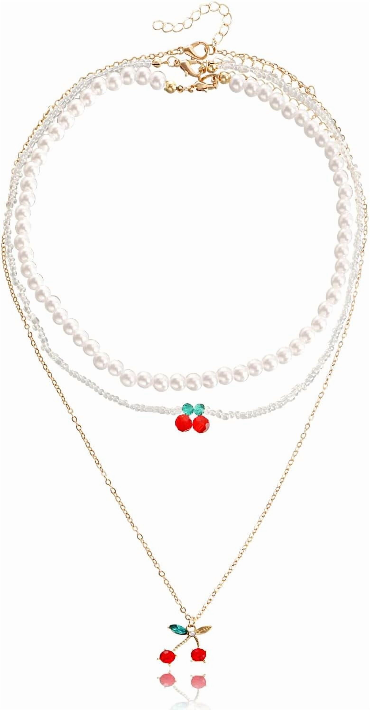 Cherry Quality Fruit Necklace Red Crystal Cherry Necklace for Women ...