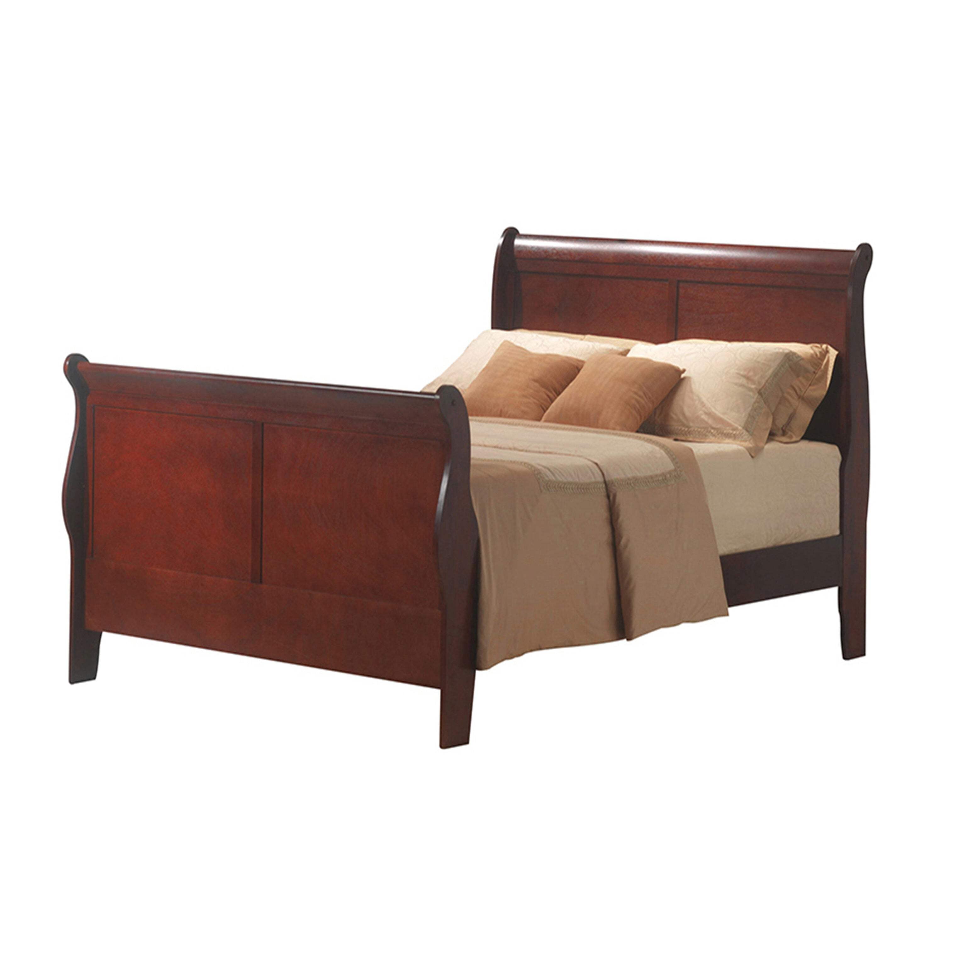 Cherry Queen Bed Box Spring Required Queen Cherry Wood Brown Bedroom ...