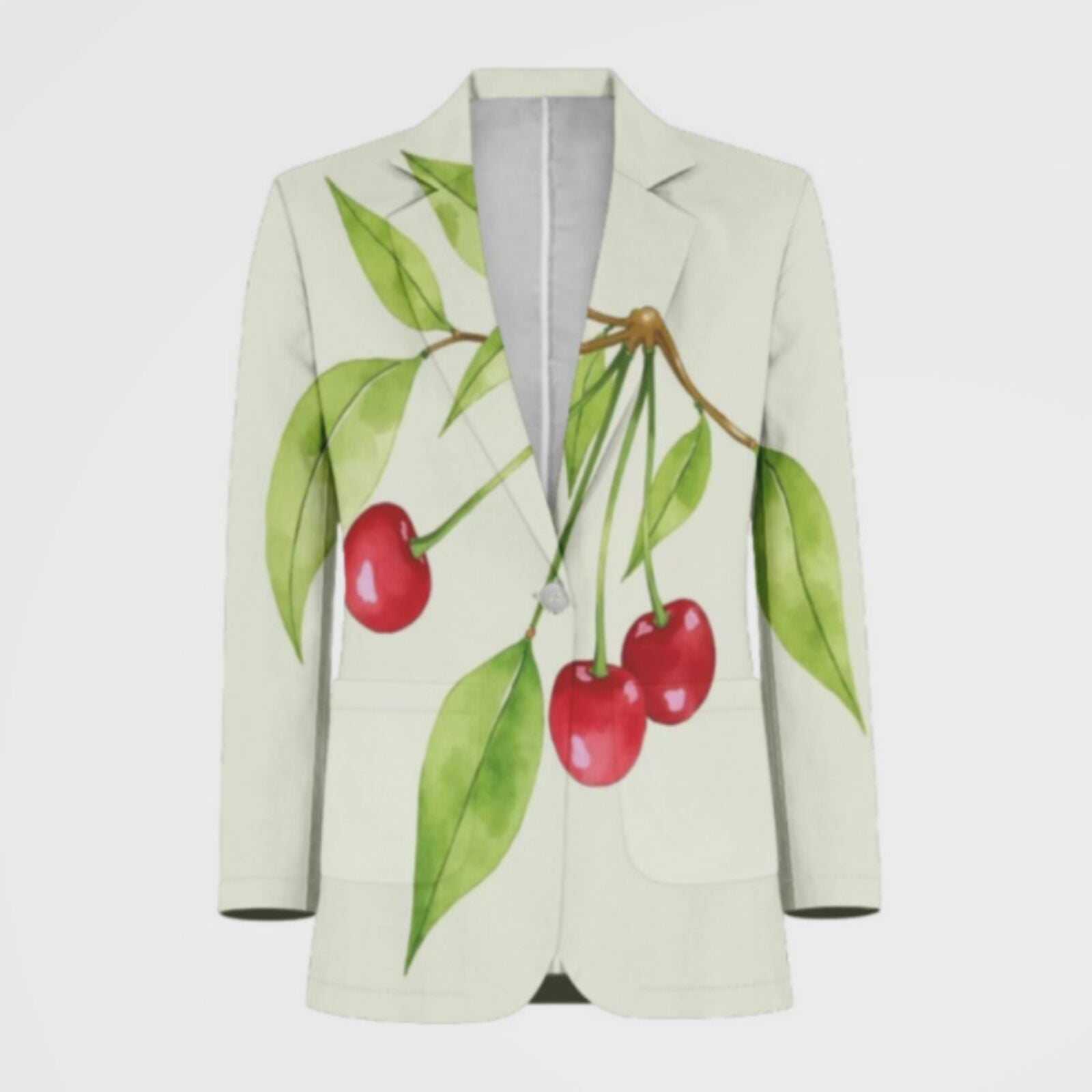 Cherry Red Berries Leaves-01 Men Blazers Slim Clothing Summer Jacket ...