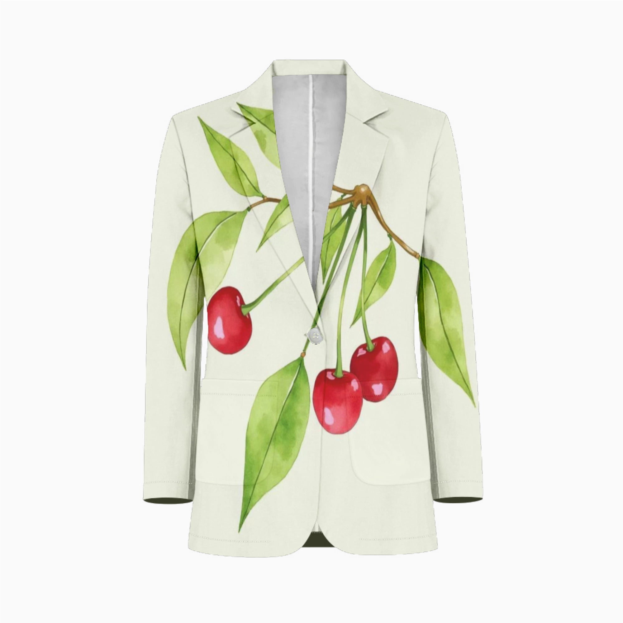 Cherry Red Berries Leaves Mens Suits Shawl Collar Slim Fit Suit Mens ...