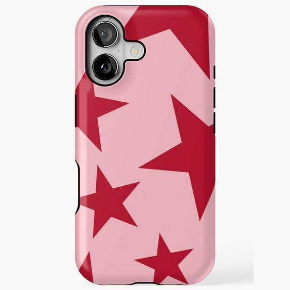 Cherry Red Big Stars Retro Bold Graphic Artistic Pattern Case iPhone 17 ...