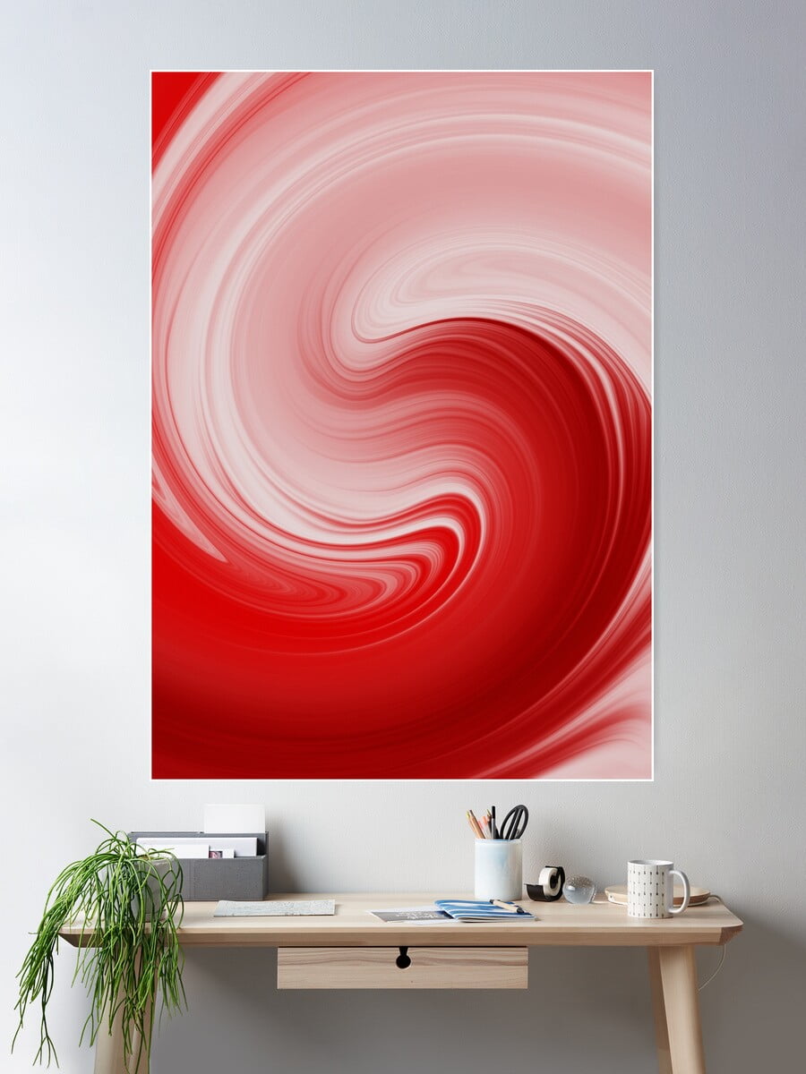 Cherry Red Candy Swirl Poster Wall Art, Modern Wall Decor For Living ...