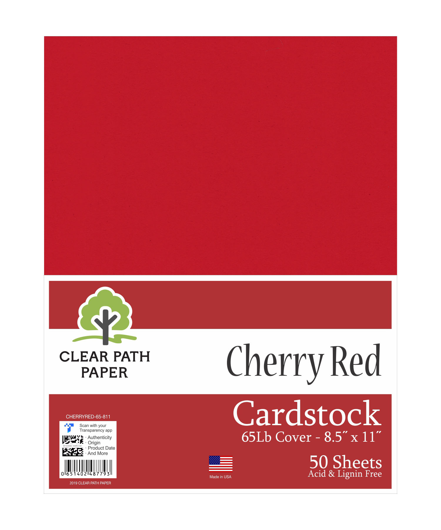 Cherry Red Cardstock - 8.5 x 11 inch - 65Lb Cover - 50 Sheets - Clear ...