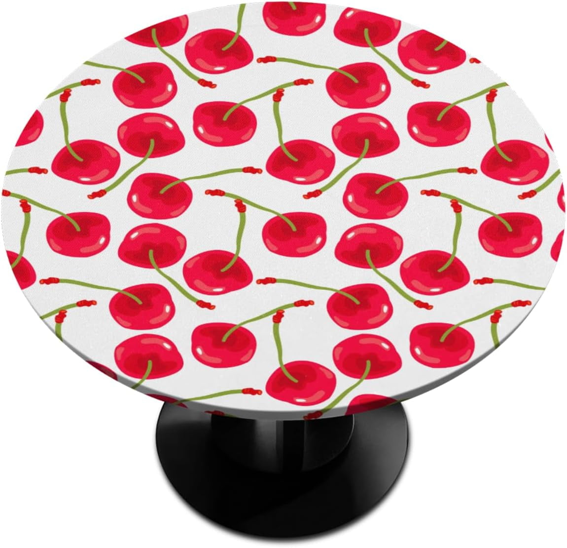 Cherry Red Cherry Elastic Fitted Edged Round Tablecloth Waterproof Anti ...