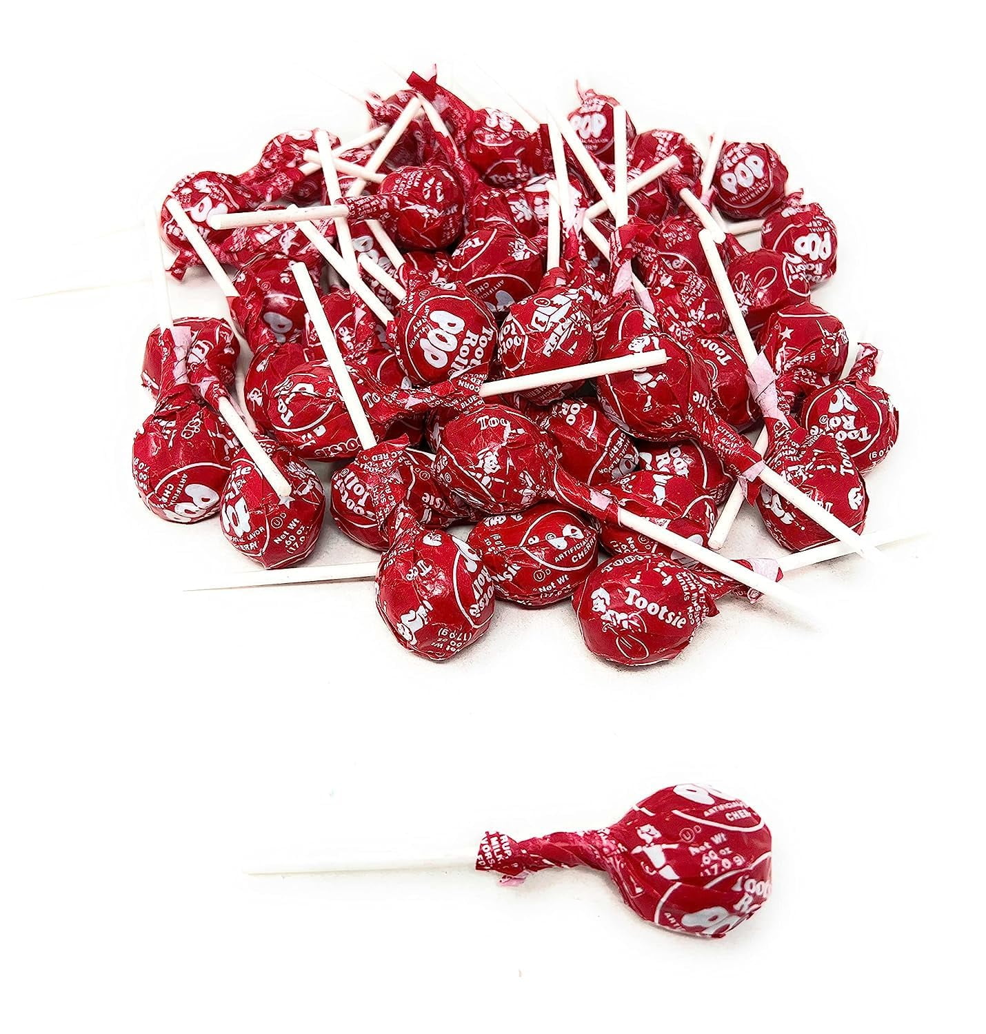 Cherry Red Only Tootsie Pops Bulk Candy 60 Count Lollipops Suckers ...