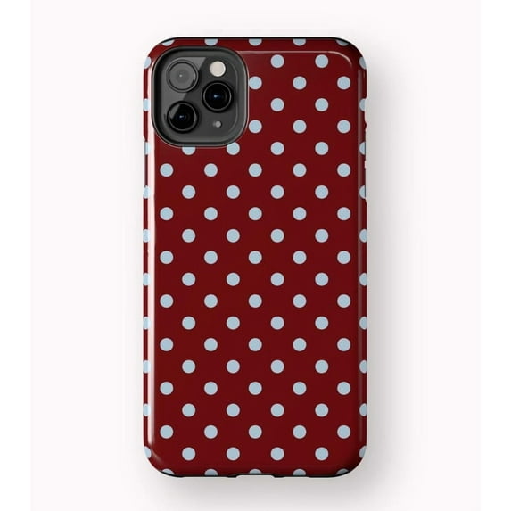 Cherry Red Polka Dot Light Blue Retro Aesthetic Graphic Case for iPhone ...