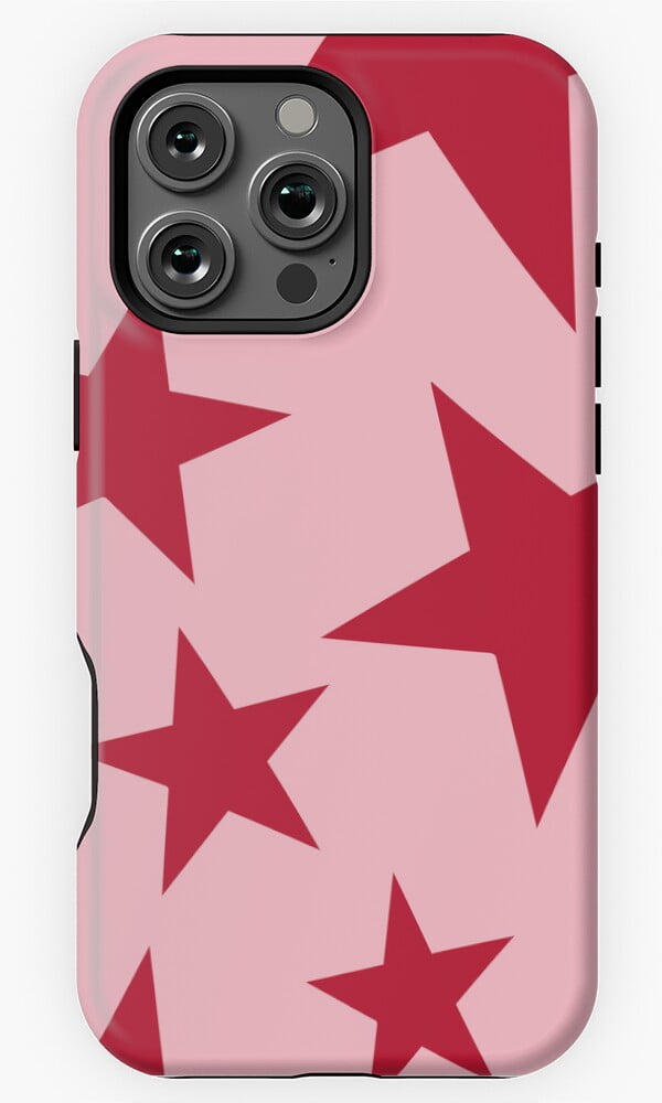 Cherry Red Stars Phone Case for iPhone 16 15 14 13 12 11 Pro Max ...