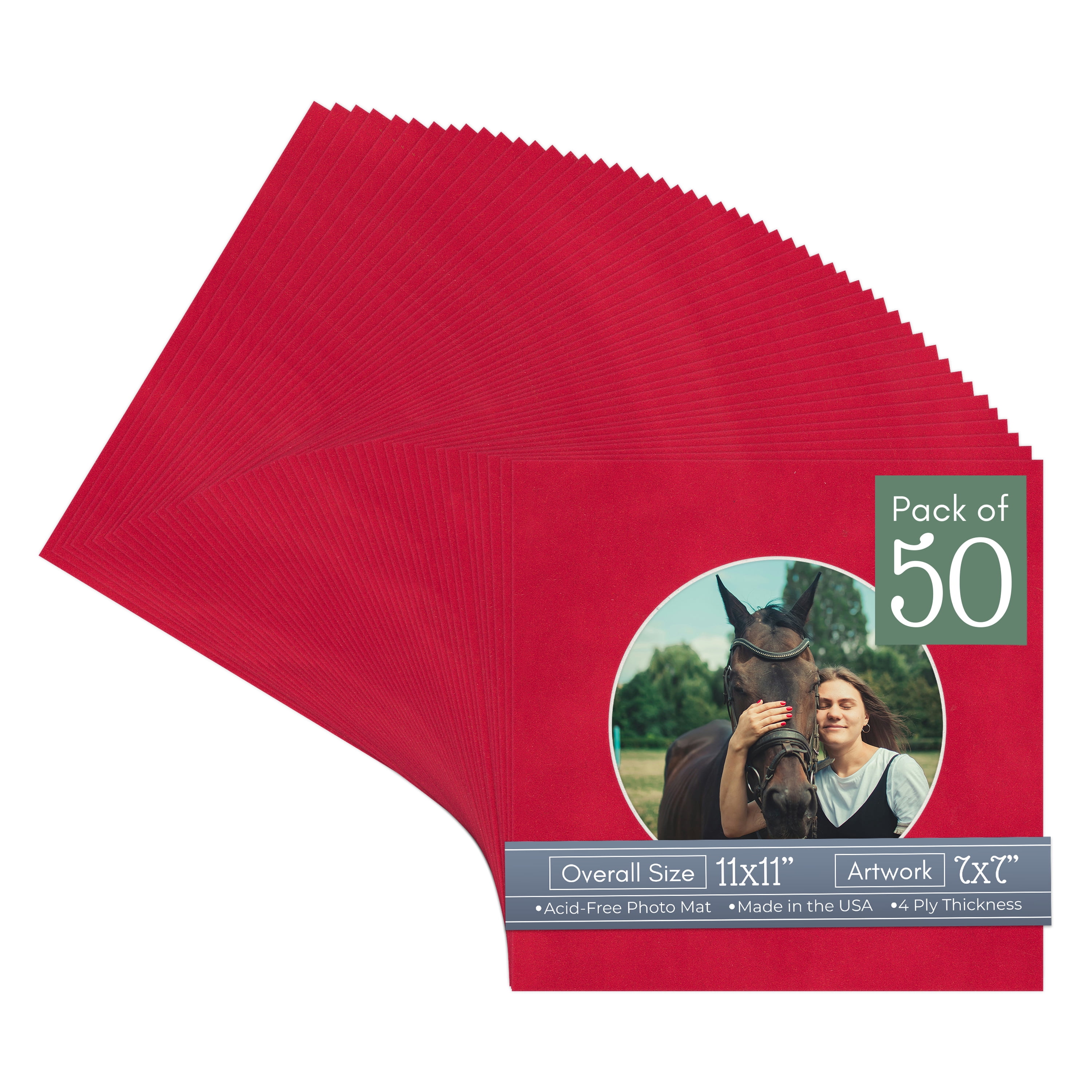 Cherry Red Suede Picture Frame Mat for 11x11 Frames - Circle Opening ...