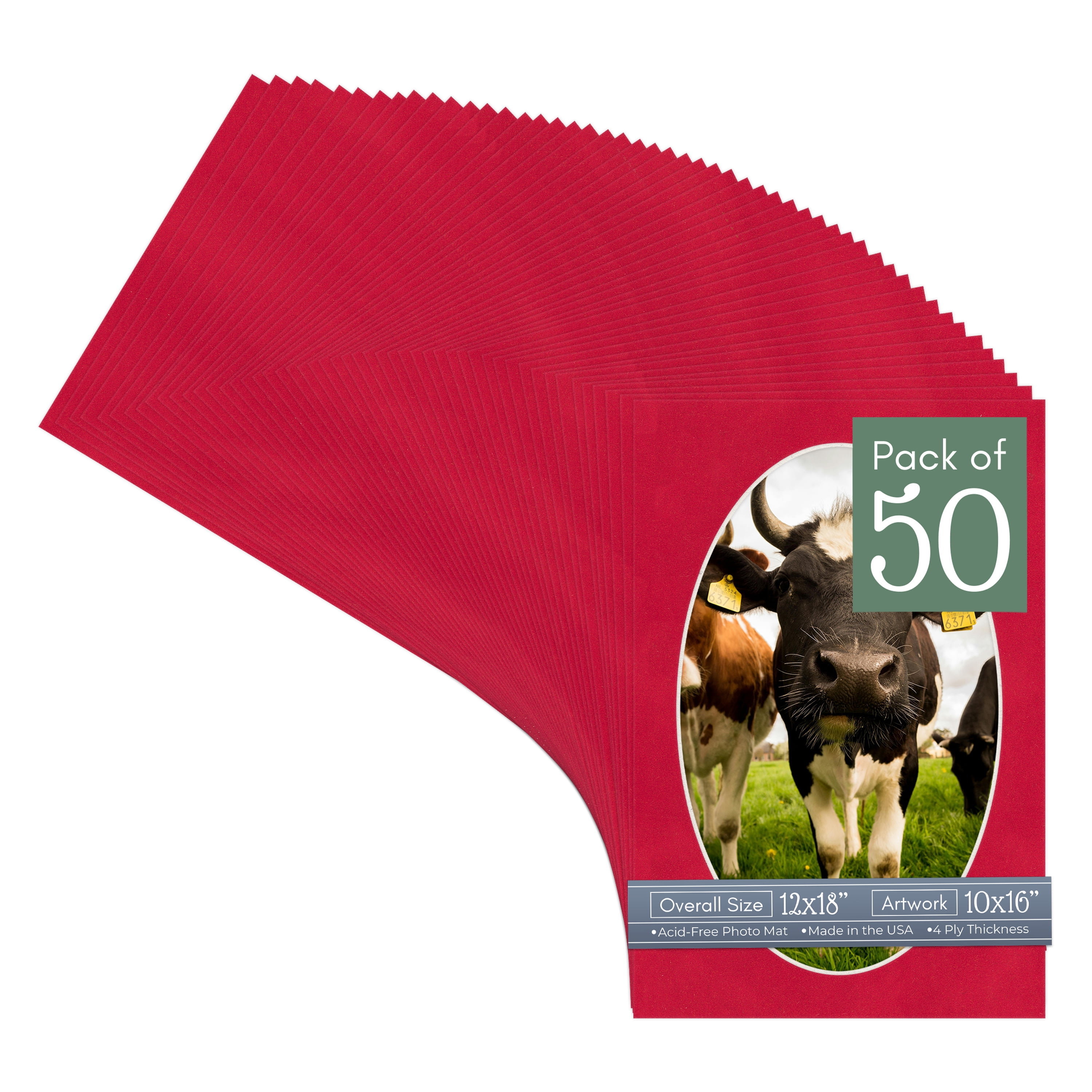 Cherry Red Suede Picture Frame Mat for 12x18 Frames - Oval Opening for ...