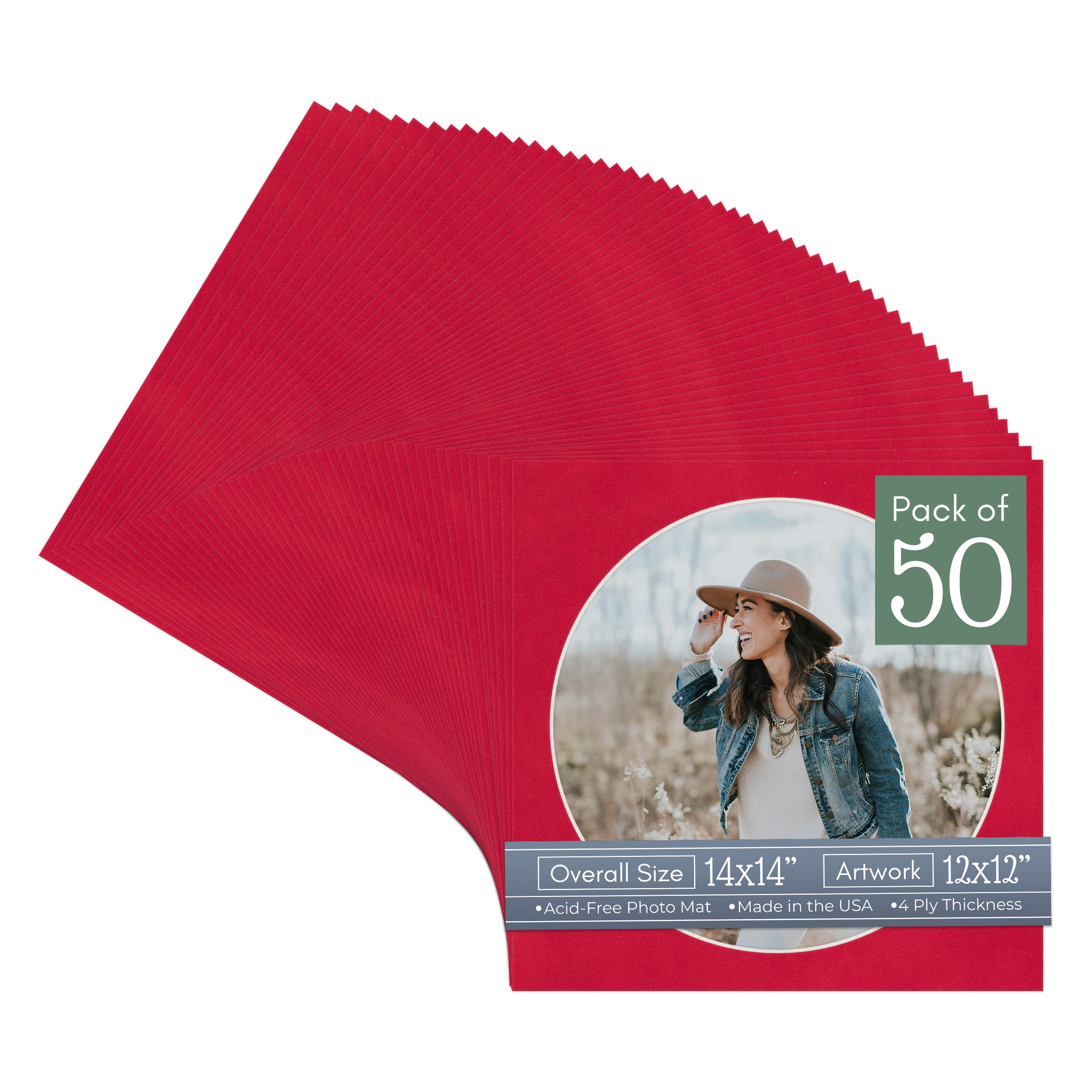 Cherry Red Suede Picture Frame Mat for 14x14 Frames - Circle Opening ...