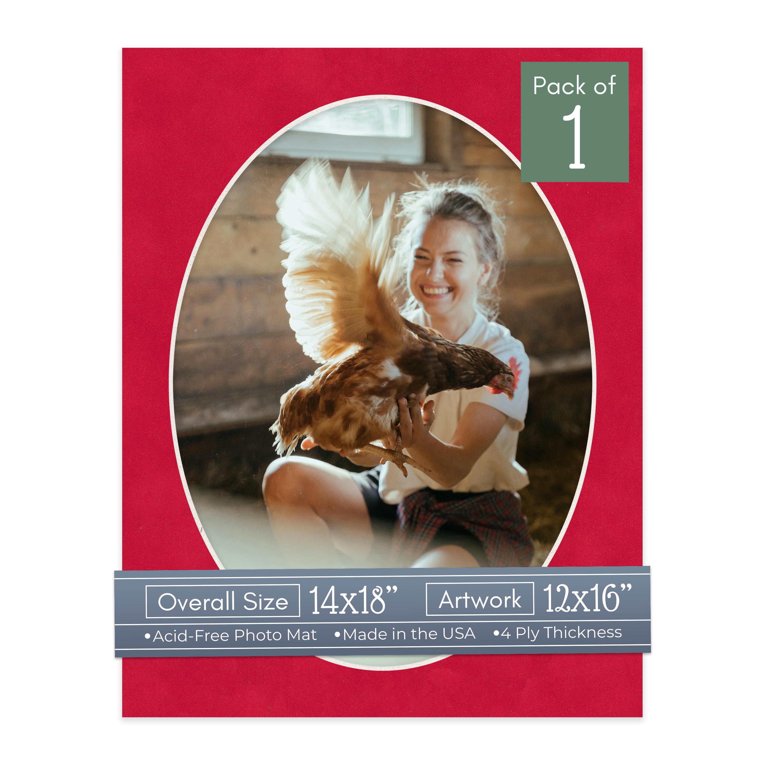 Cherry Red Suede Picture Frame Mat for 14x18 Frames - Oval Opening for ...