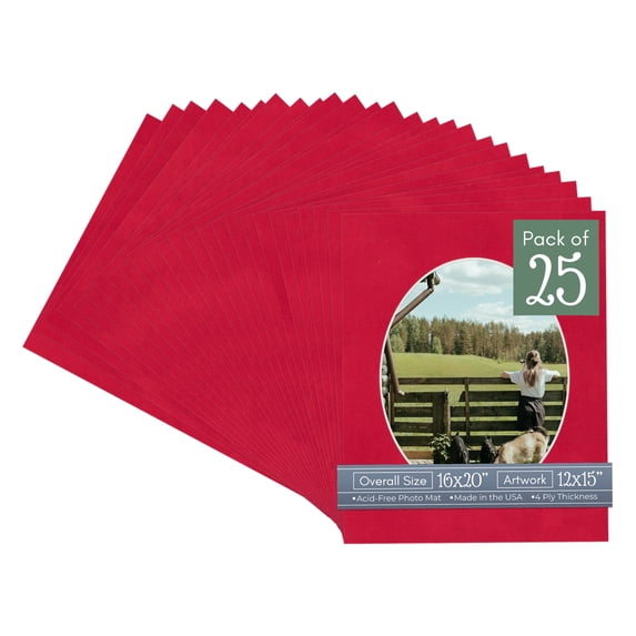 Cherry Red Suede Picture Frame Mat for 16x20 Frames - Oval Opening for ...