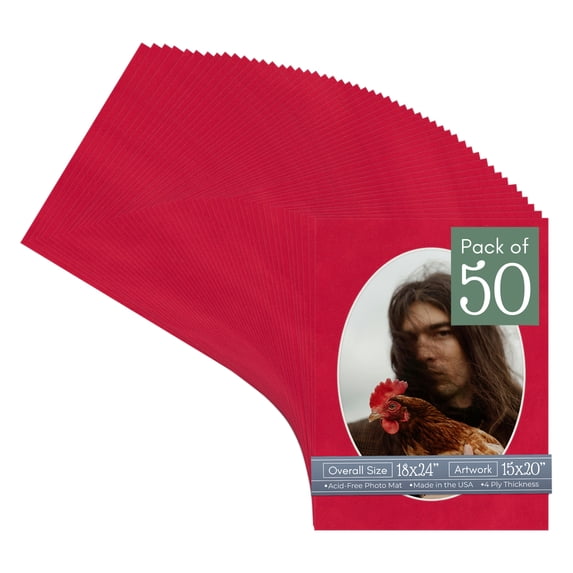 Cherry Red Suede Picture Frame Mat for 18x24 Frames - Oval Opening for ...
