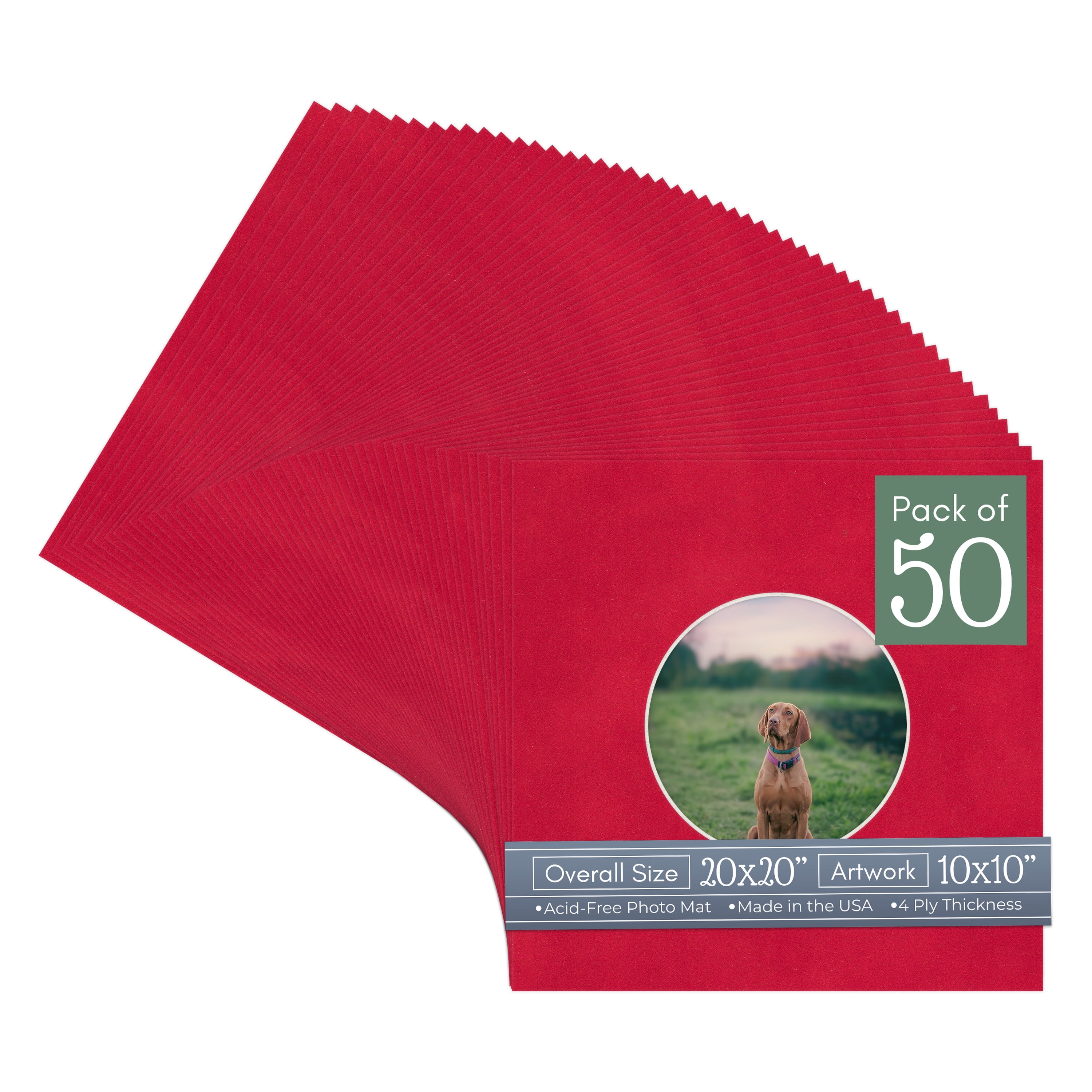 Cherry Red Suede Picture Frame Mat for 20x20 Frames - Circle Opening ...