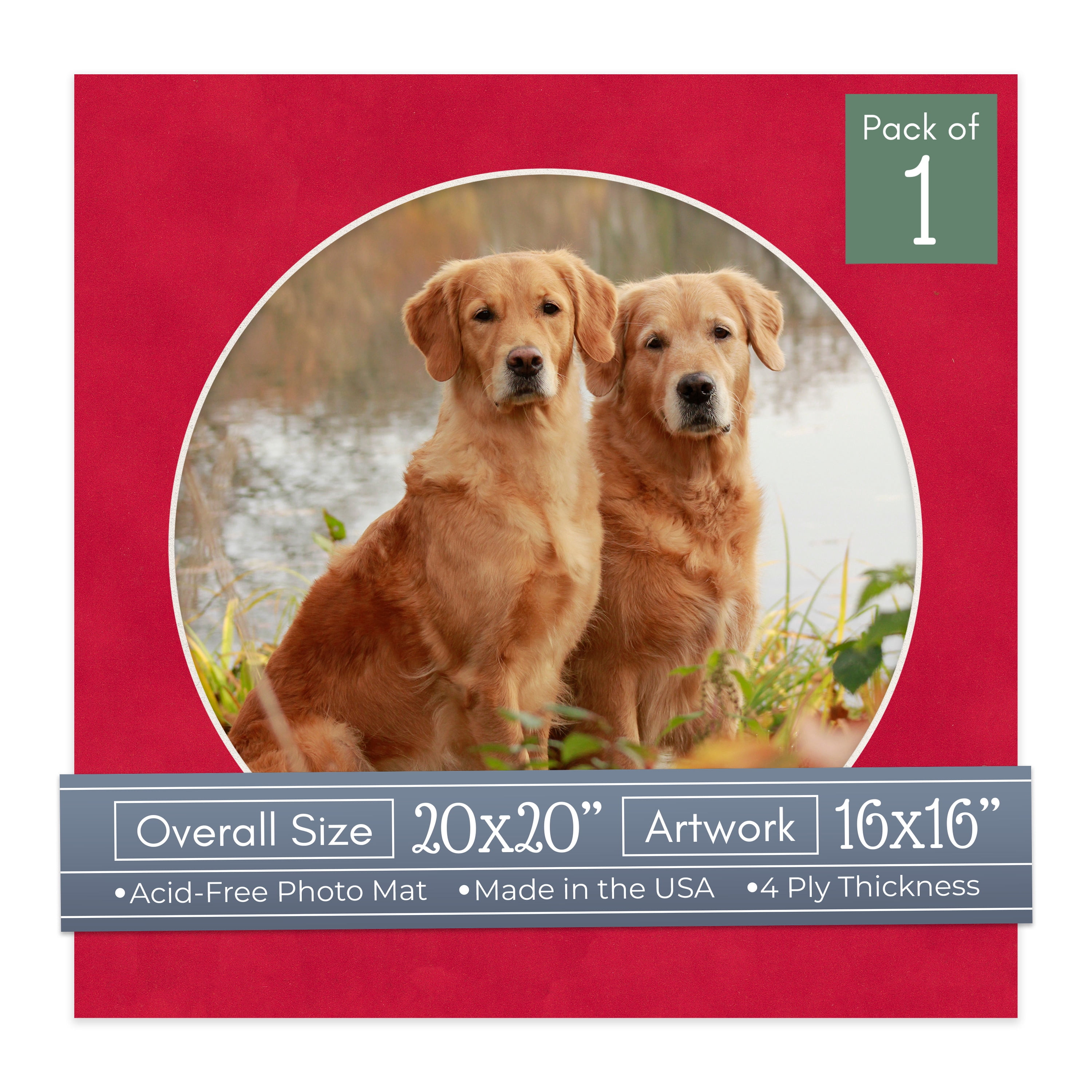 Cherry Red Suede Picture Frame Mat for 20x20 Frames - Circle Opening ...