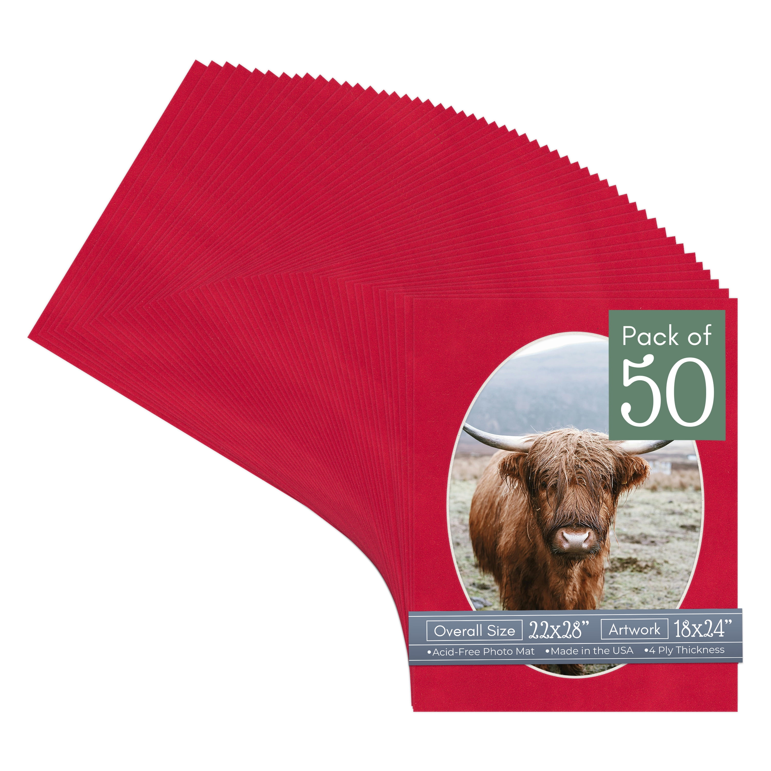 Cherry Red Suede Picture Frame Mat for 22x28 Frames - Oval Opening for ...