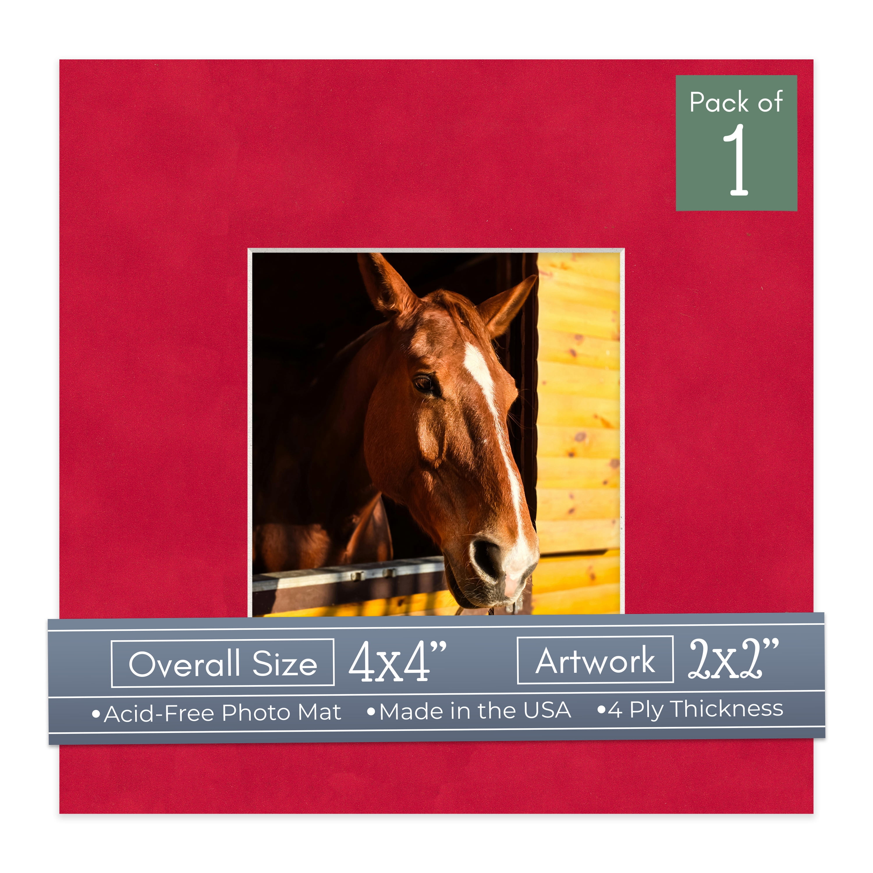 Cherry Red Suede Picture Frame Mat for 4x4 Inch Frames - Fits 2x2 ...