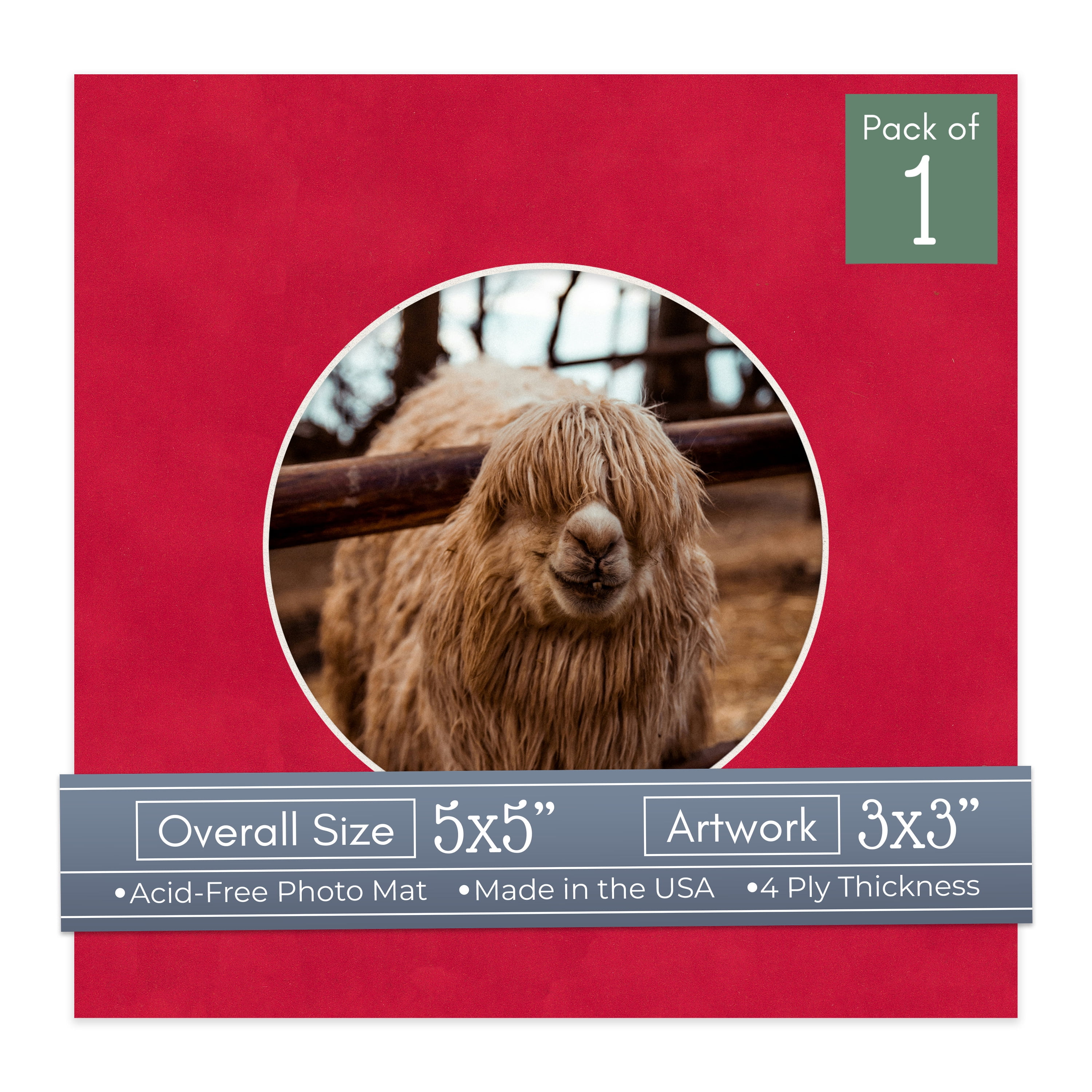 Cherry Red Suede Picture Frame Mat for 5x5 Inch Frames - Circle Opening ...