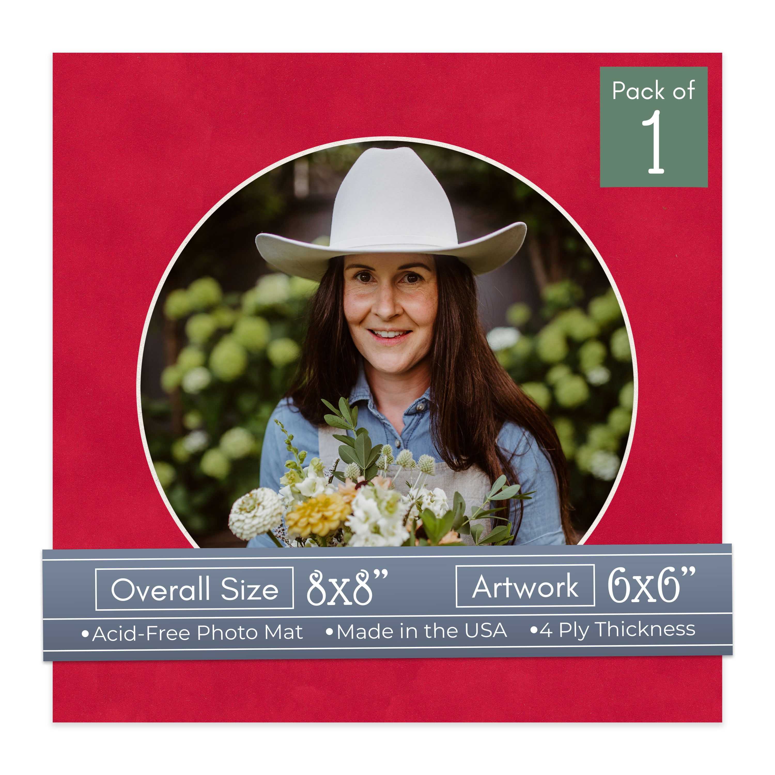 Cherry Red Suede Picture Frame Mat for 8x8 Frames - Circle Opening for ...
