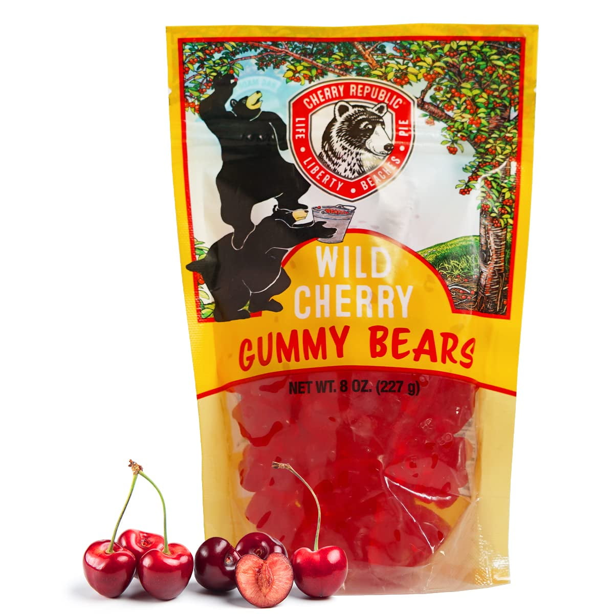 Cherry Republic Wild Cherry Gummy Bears - Resealable Pack Gourmet Snack - Single 8 oz Bag ...