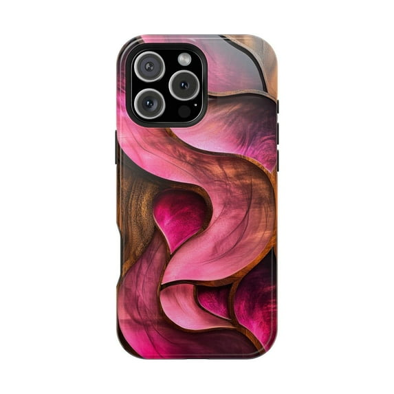 Cherry Resin Wood Wave Marble Abstract Art Phone Case with iPhone 17 to ...