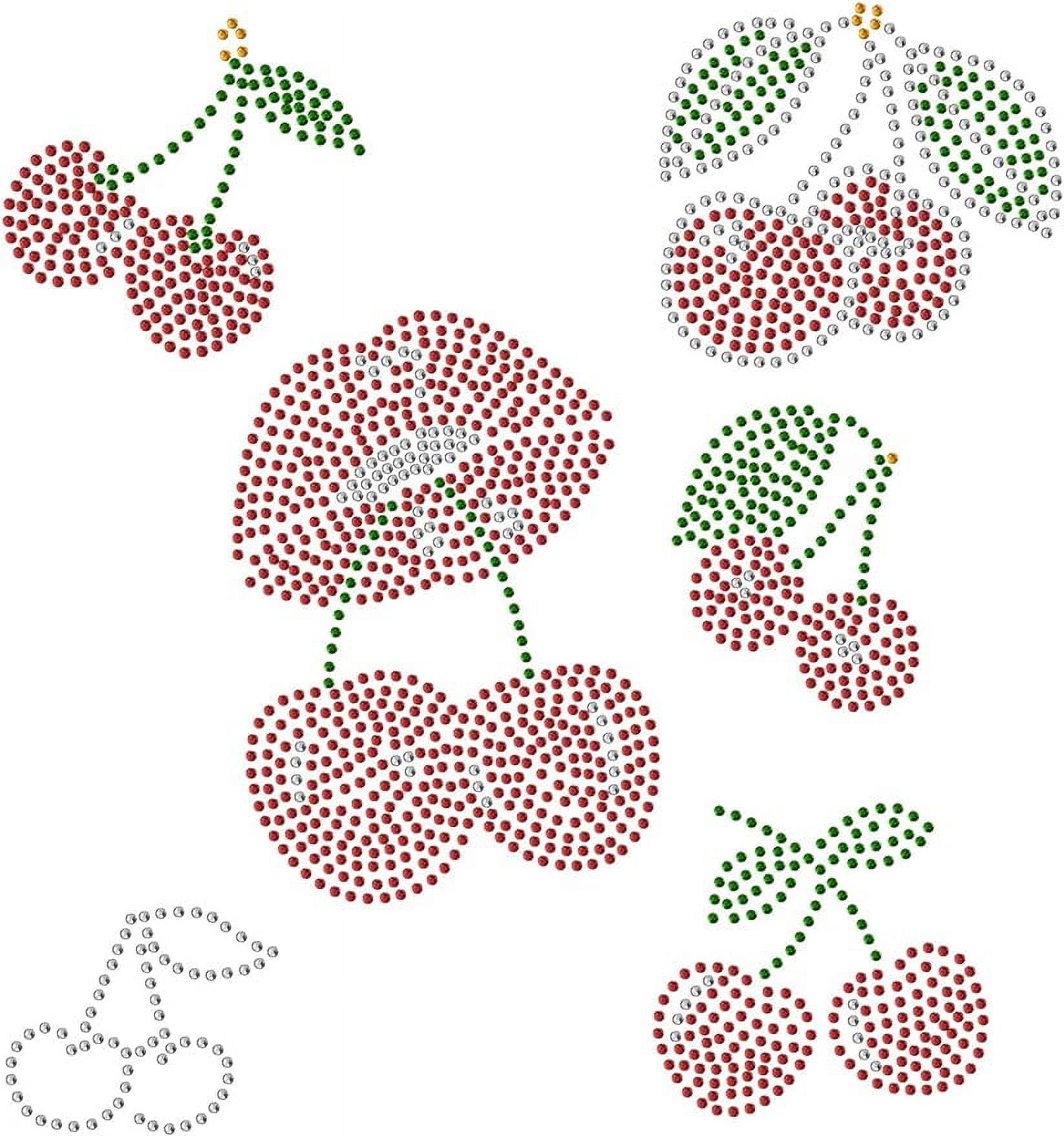 Cherry Rhinestone Iron on Transfers Red Lips Applique Decal Bling Clear ...