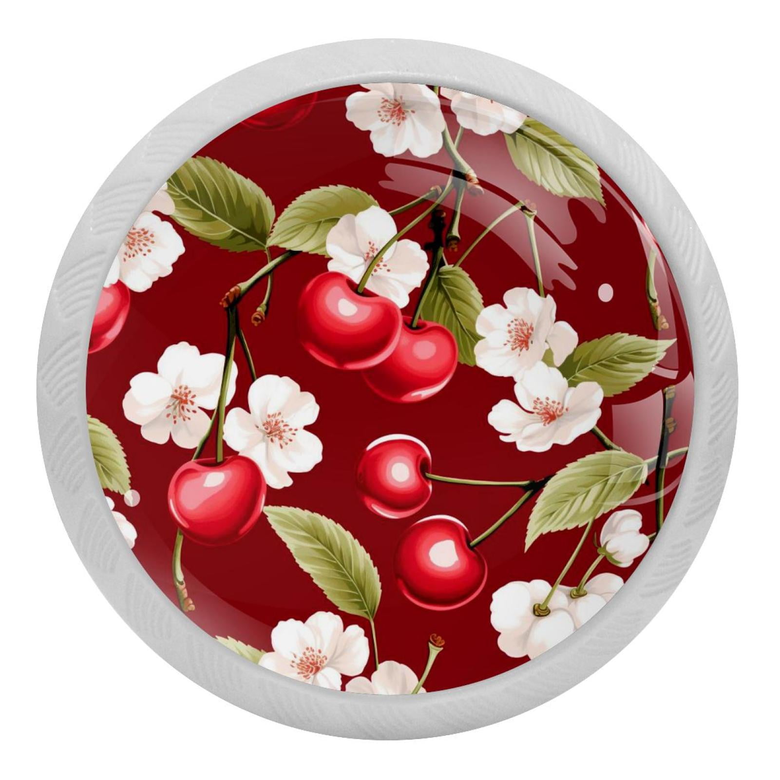 Cherry Round Glow-in-the-Dark Door Knobs 4-Pack with Screws - Fluorescent Drawer Pulls for ...