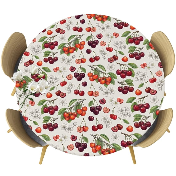 Cherry Round Tablecloth 36-44 Inch Round Fitted Table Cloth with ...