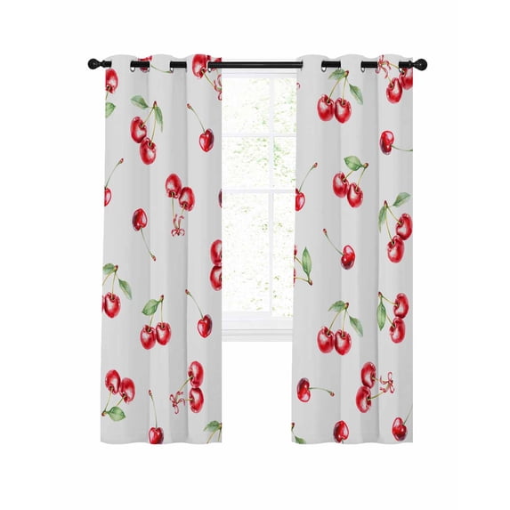 Cherry Rustic Blackout Curtains, Light Blocking Print Window Curtains ...