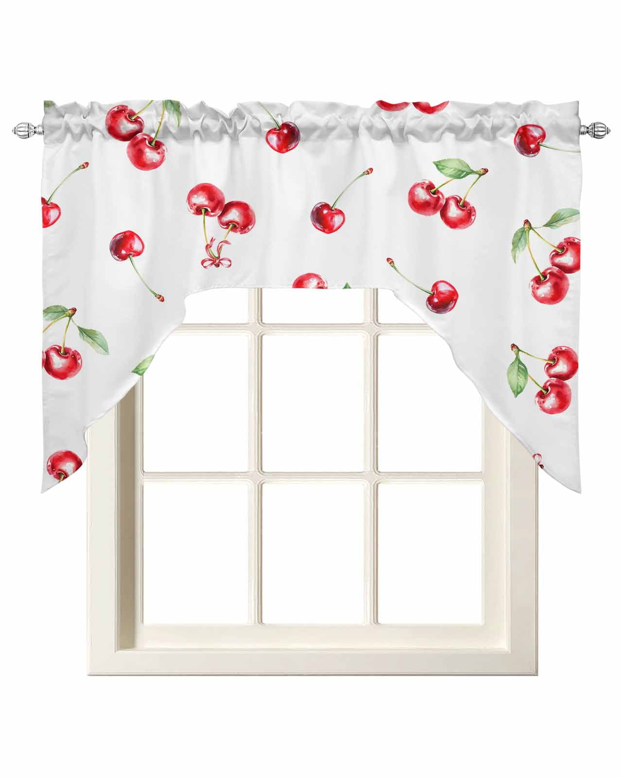Cherry Rustic Kitchen Curtains Swag Valance for Windows/Bathroom/Cafe, Spring Summer Tropic ...