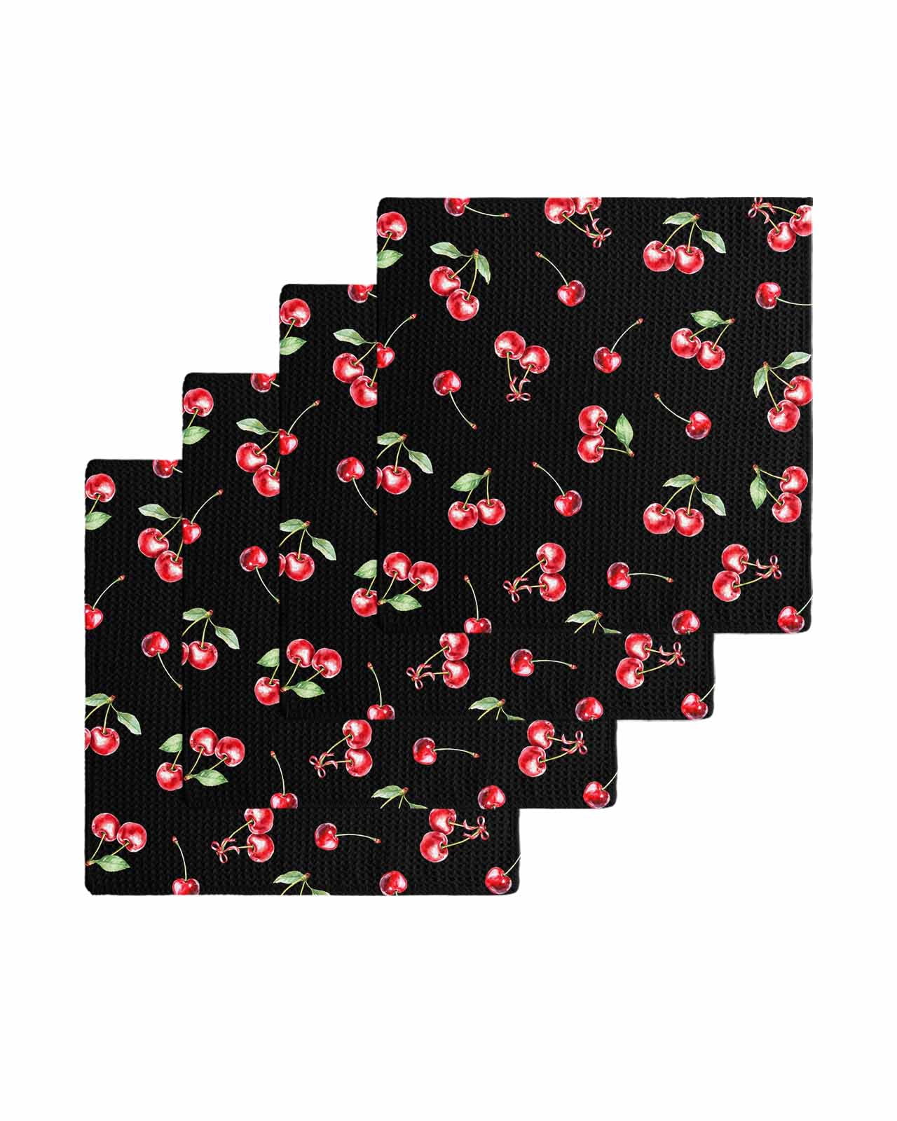 Cherry Rustic Kitchen Dish Towels for Drying Dishes Set of 4, Spring ...