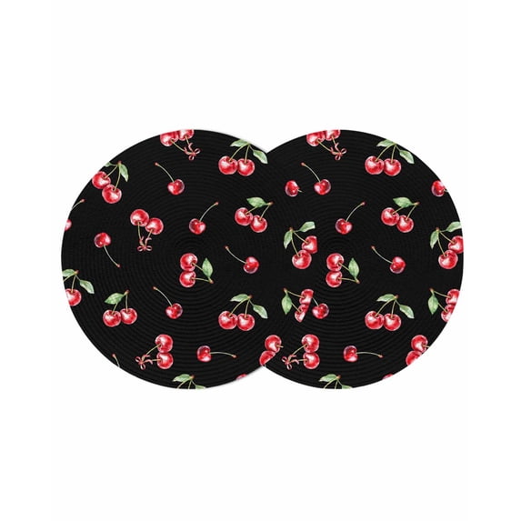 Cherry Rustic Round 15 Inch Placemats Set of 2, Spring Summer Tropic ...