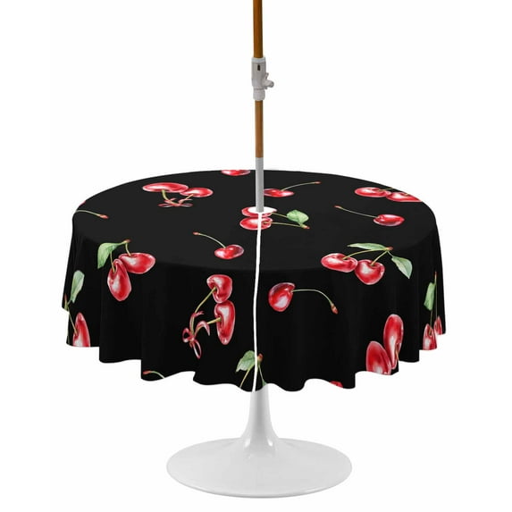 Cherry Rustic Round Outdoor Tablecloth, Waterproof Table Cloth Cover ...
