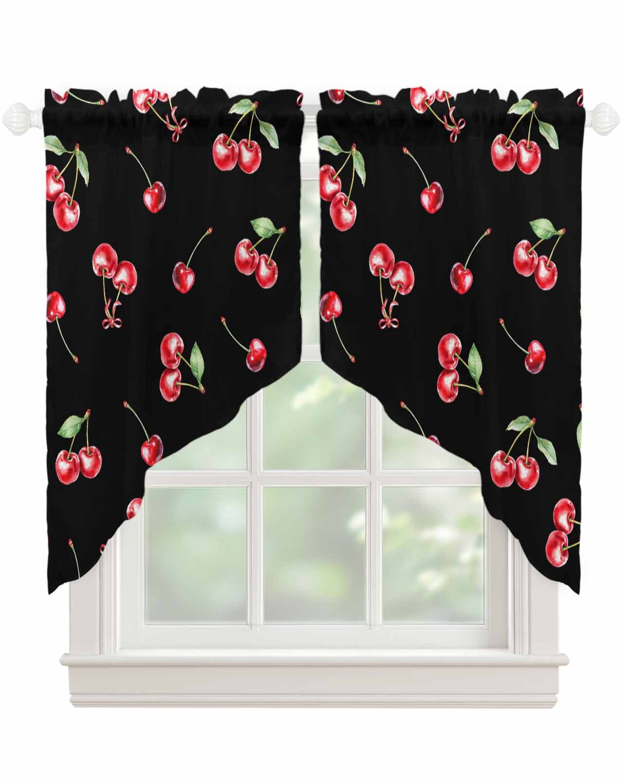 Cherry Rustic Swag Valances for Windows, Spring Summer Tropic Fruit ...