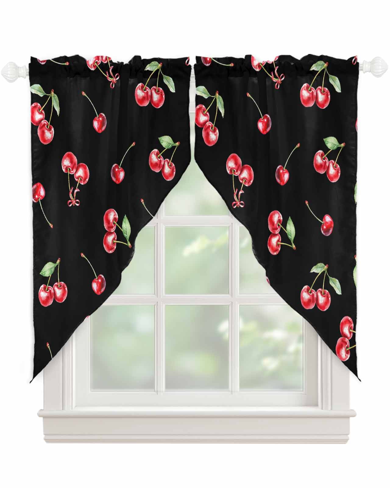Cherry Rustic Swag Valances for Windows, Spring Summer Tropic Fruit ...