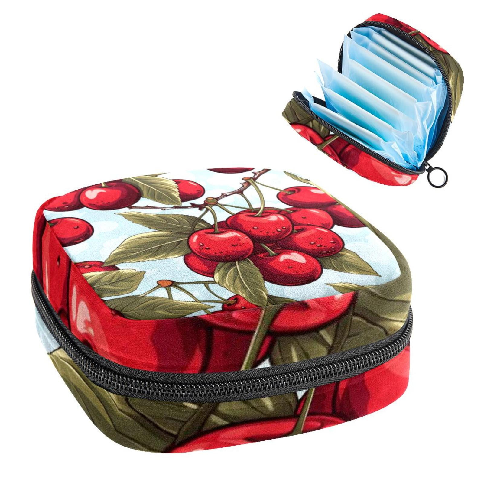 Cherry Sanitary Napkin Bag Period Pouch Travel Organizer Zipper Pouch ...