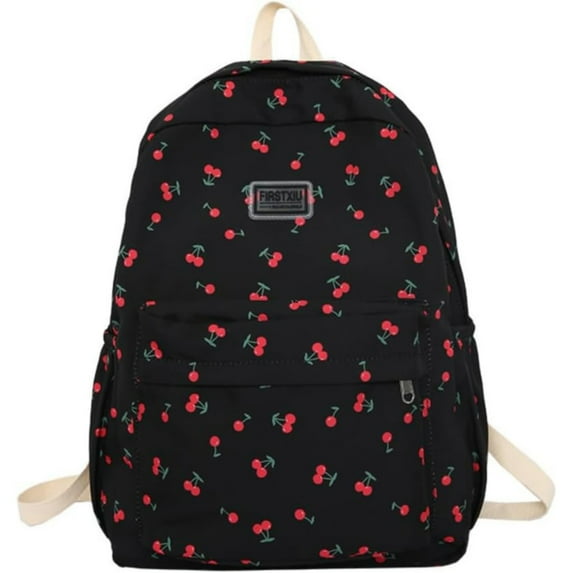 Cherry School Bag Black Dusknt Cherry Backpack Aesthetic Backpack ...