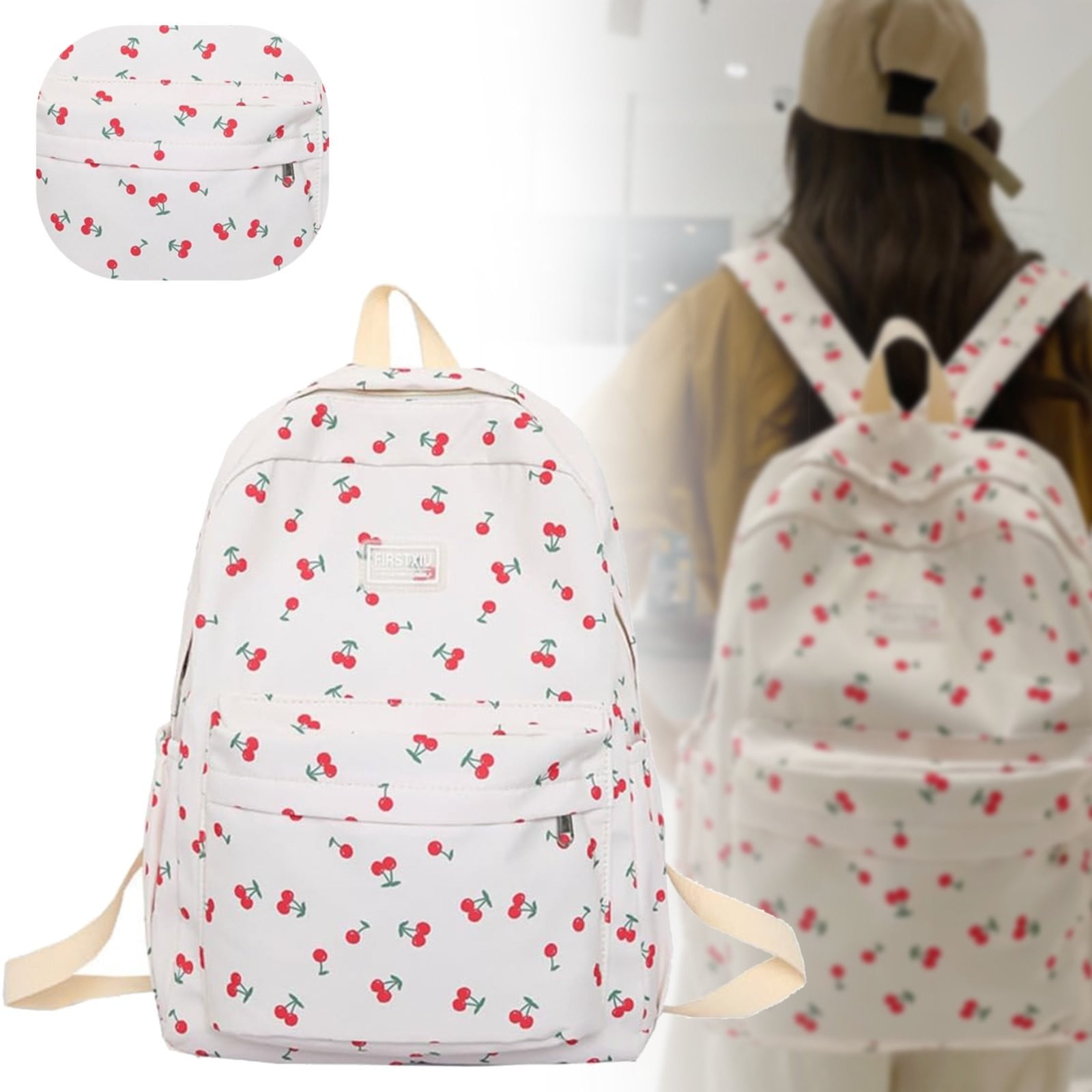 Cherry Schoolbag White|Cherry Backpack Aesthetic Backpack Backpack ...