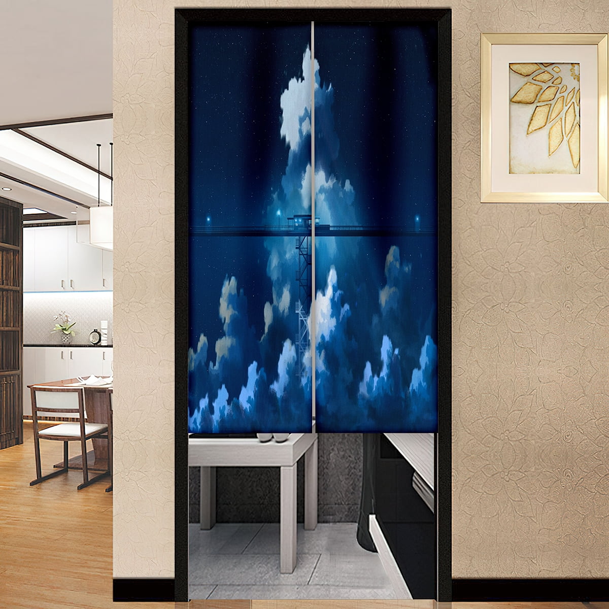 Cherry Sky Clouds Door Curtain Privacy Chinese Panel Japanese Style ...